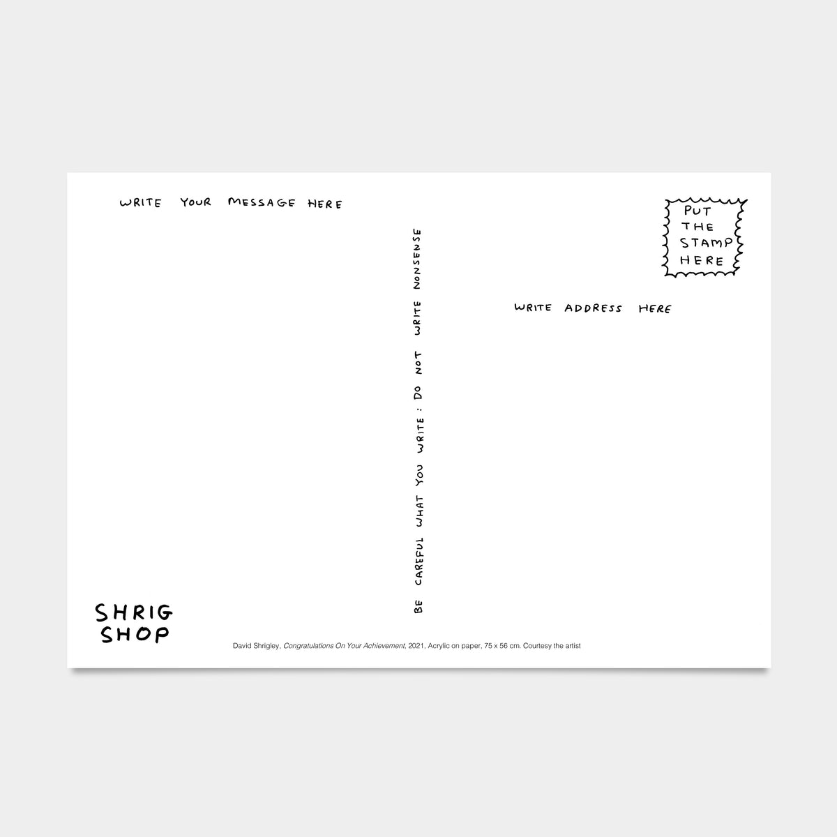 David Shrigley Postcards - Congratulations On Your Achievement – Shrig Shop